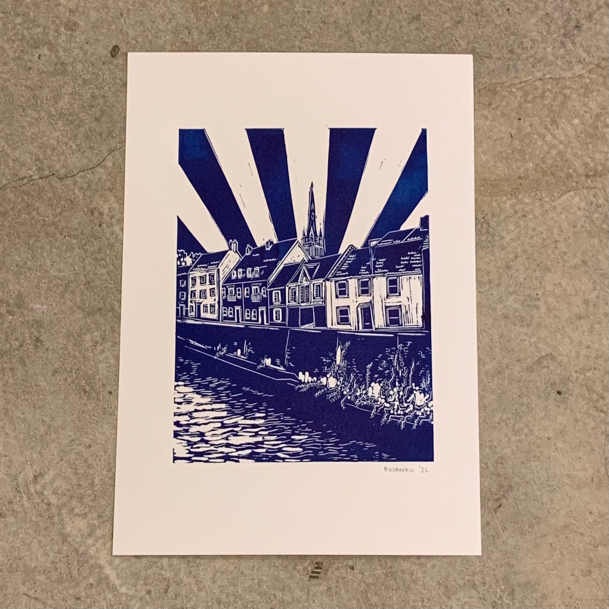 Bosanko Prints - Norwich Riverside Lino Print – Atwin Store